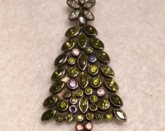 Sterling Christmas Tree Pin-Brooch-Pendant/925 Sterli… - Gem