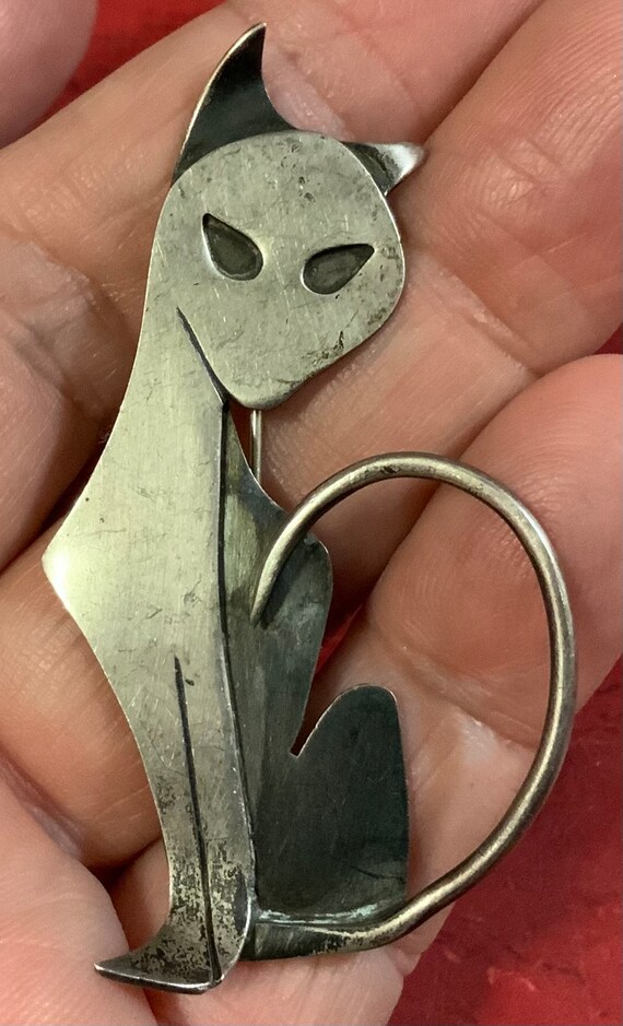 1950s Sterling Silver Cat Pin/Phyllis M. Jacobs/925 S… - Gem