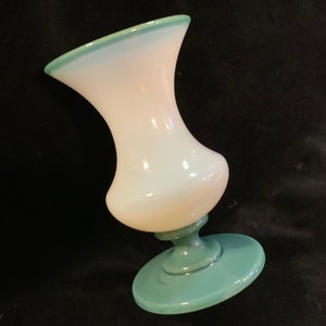 SALE Vtg fry Foval Opalescent Art Glass Vase White W/ - Etsy