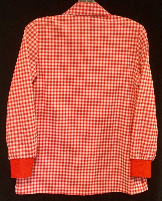 1970 Red Western Blouse-Shirt/Polyester/Cowboy/Square… - Gem