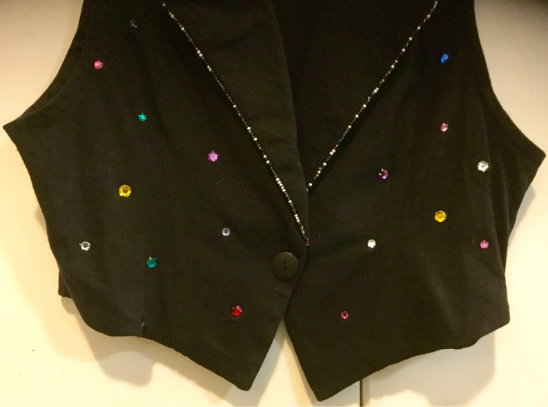 1970s Black Beaded Vest Rhinestone Bedazzled Disco Bejeweled - Etsy