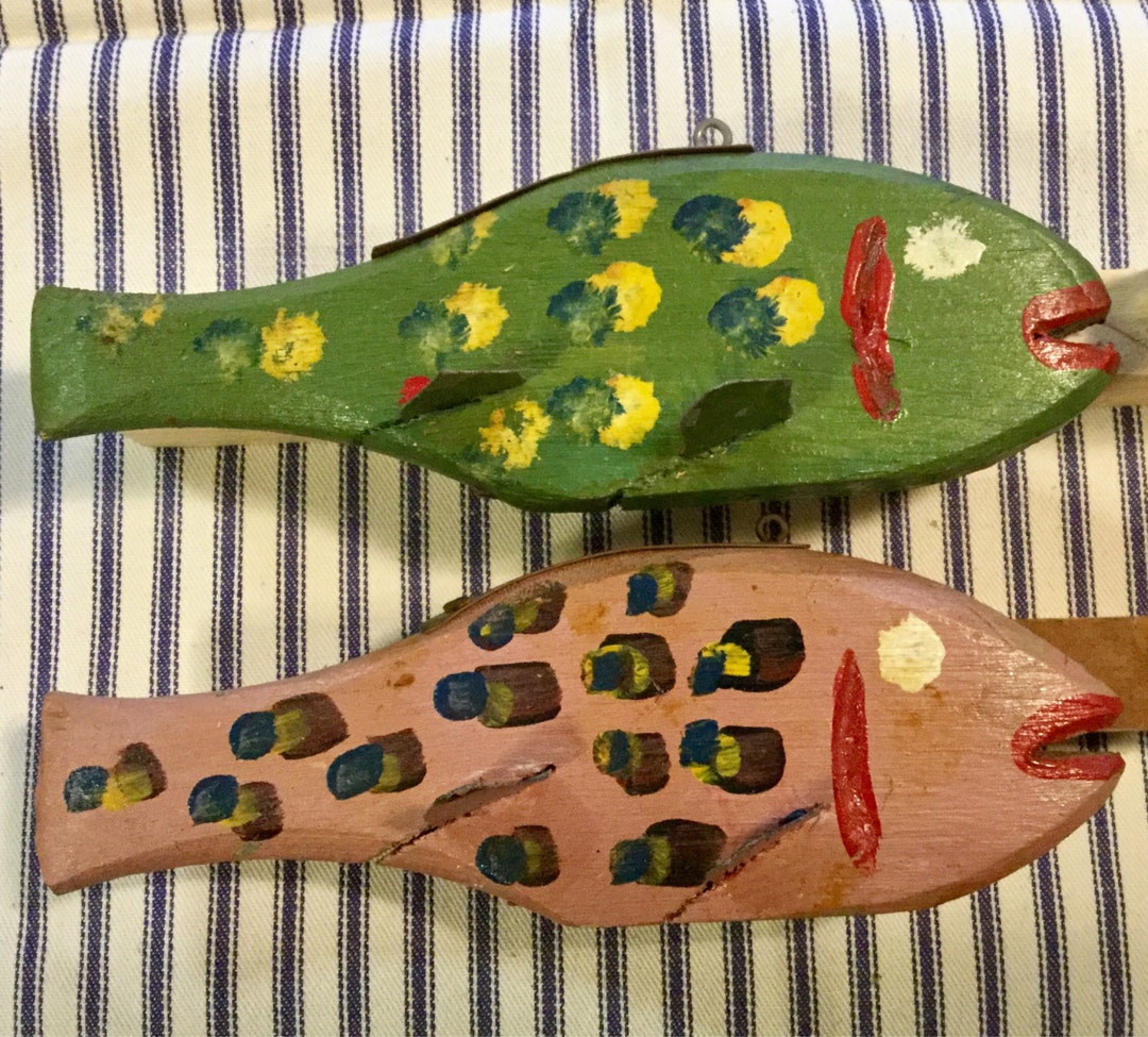 Maine Fish Decoys Set/souvenir/ice Spear Fishing Lure/carved Wood ...
