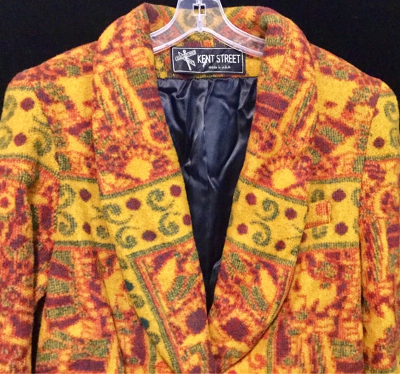 Paisley Print Blazer-Jacket-Coat/Gold Wool Tapestry/N… - Gem