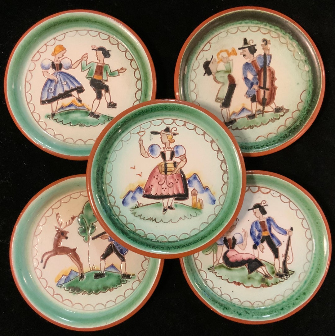 Sgrafitto Plate/butter Pat/ceramic Red-ware Pottery/austria Germany ...