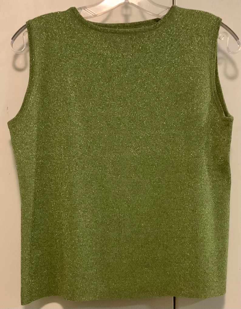 Green Metallic Knit Sweater Twin Set/shell & Matching Cardigan/acrylic ...