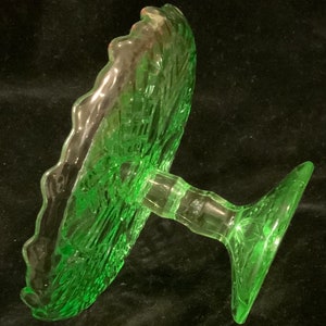 Green Depression Glass Compote-pedestal-stand-dish/footed/uranium ...