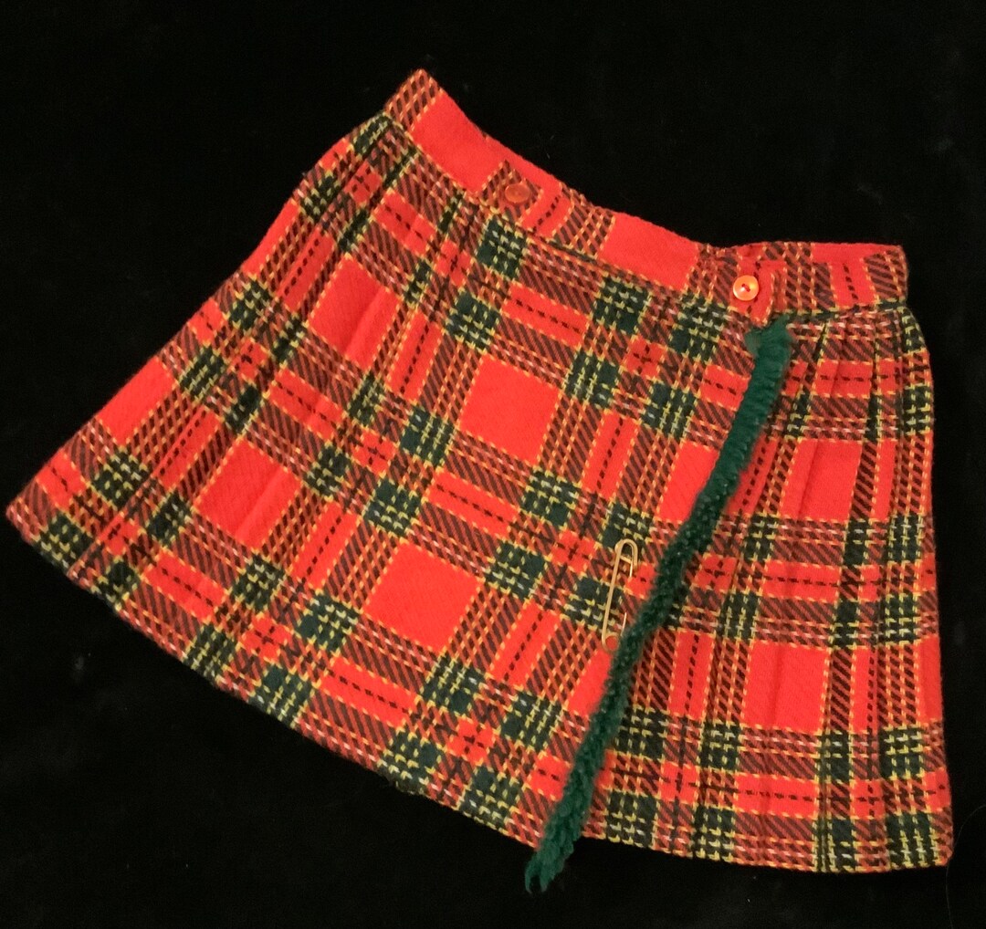 Girls Red Christmas Plaid Skirt-kilt-wrap/scottish Tartan/“girltown ...