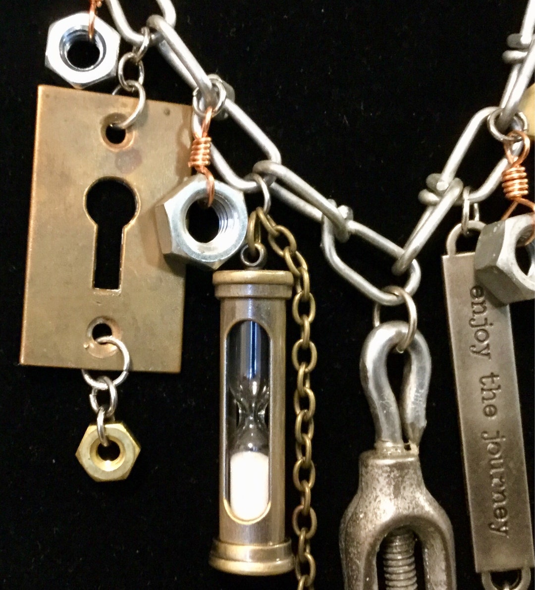 Key Charm Necklace/steampunk/chain-nuts-bolts-pully-key Hole ...