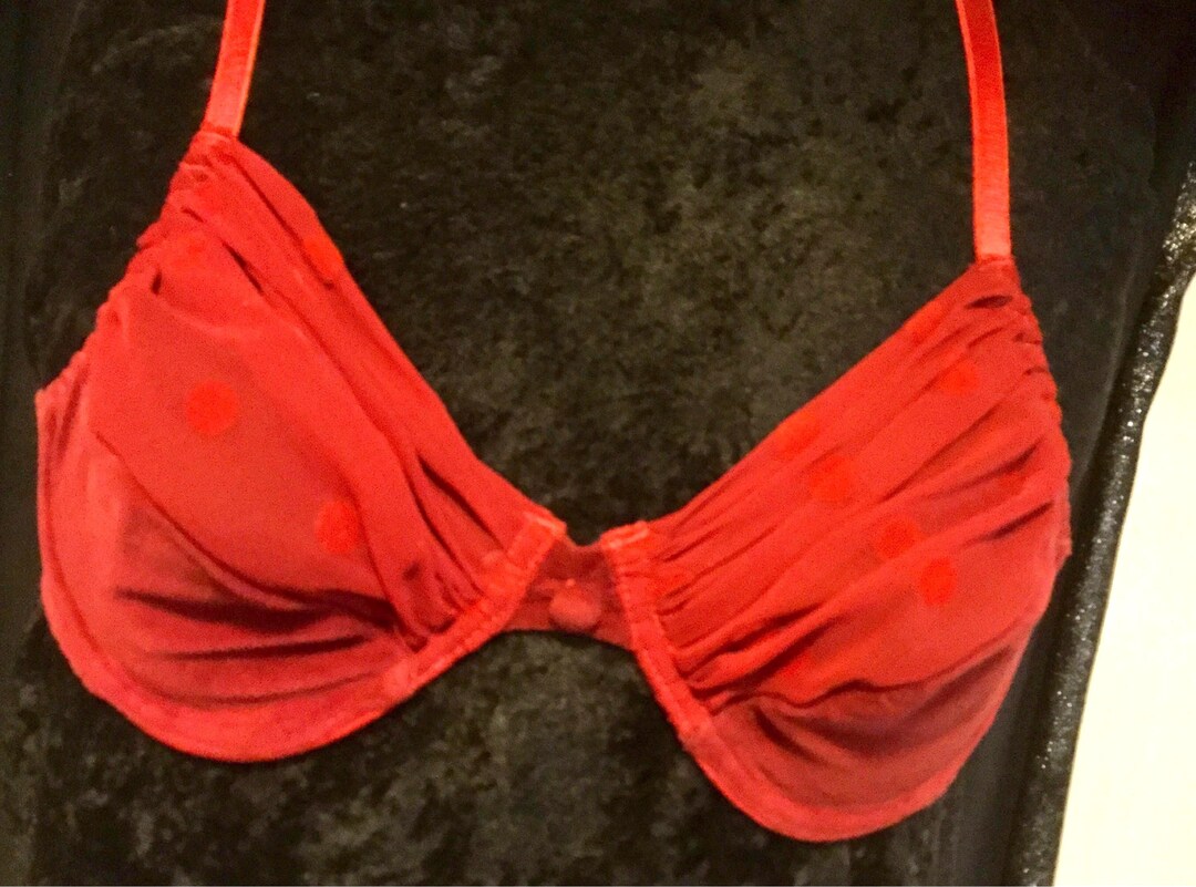 Red Velvet Bra Bralette/carol Maloney/draped Chiffon/size 38b/underwire ...