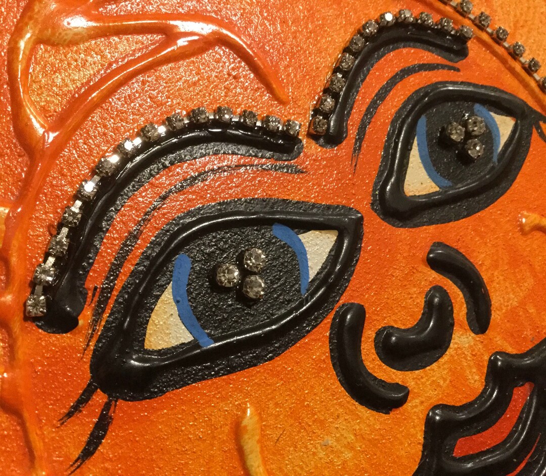 Vintage Portrait Painting/rhinestone Face Collage/original Abstract ...