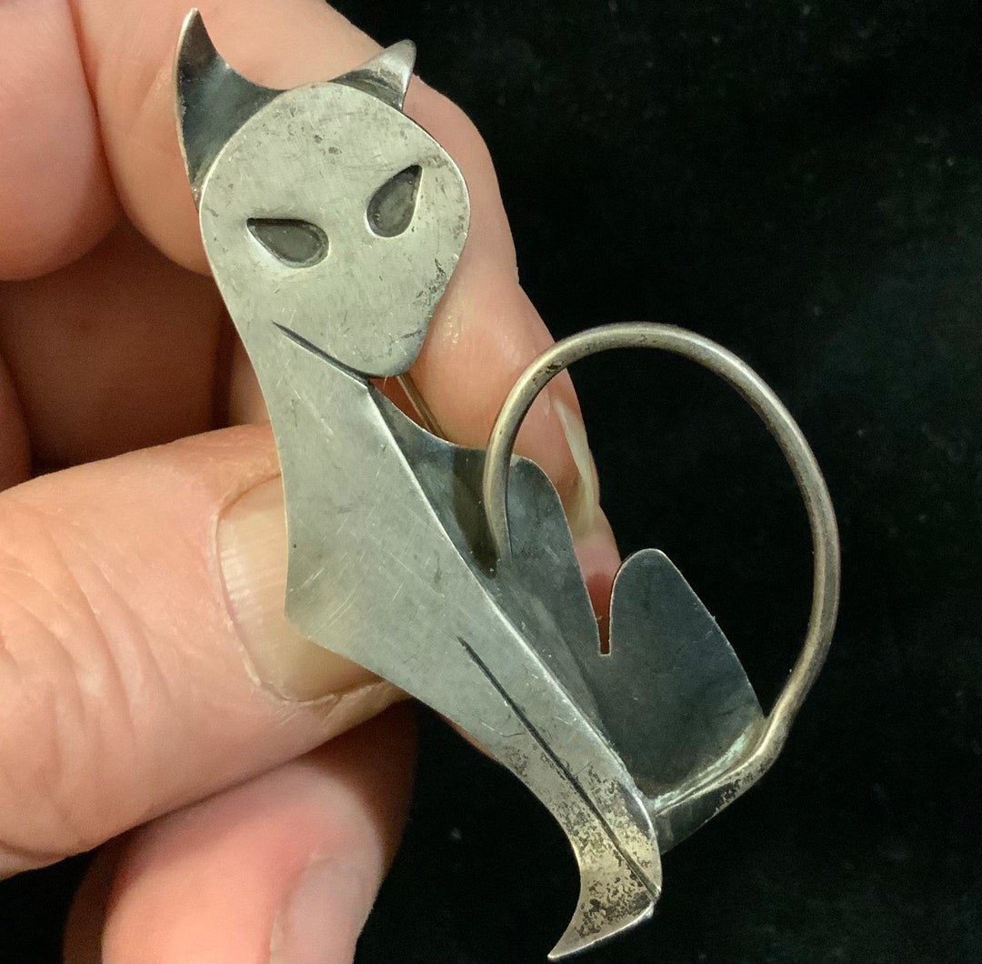 1950s Sterling Silver Cat Pin/phyllis M. Jacobs/925 Sterling Silver ...