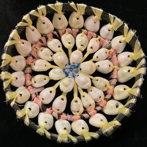 Shell Dish-bowl-trinket Dish-ring Dish/woven Seashells & Raffia/cowry ...