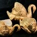 Gold Ceramic Swan Set/weeping Bright Gold/small Swan 5.75wx3.5h/large ...