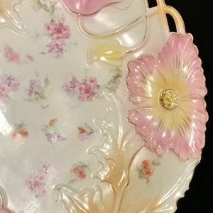 XL Cake Plate/cabinet Plate/germany Jpf/pink Flowers/embossed/22kt Gold ...