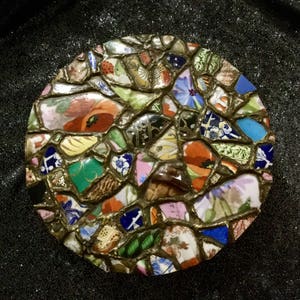 1800 Memory Ware Tile-plaque/mosaic Shard Pique Assiette/asian Folk Art ...
