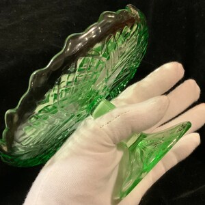 Green Depression Glass Compote-pedestal-stand-dish/footed/uranium ...