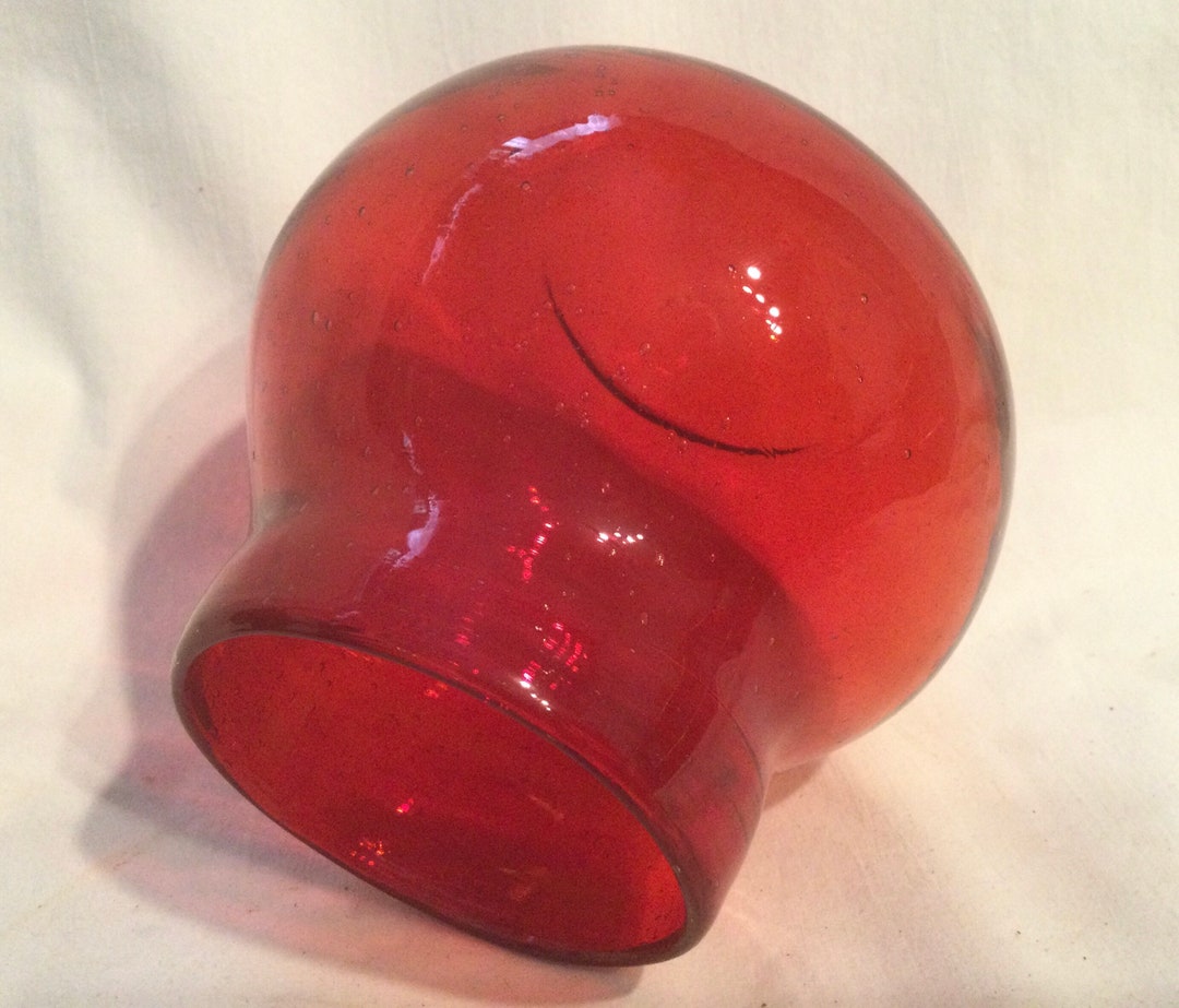 Red Glass Vase/blenko? Vase-budvase/ruby Red Blown Glass/bulbous Pear ...