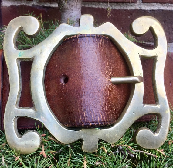 Brass Belt Buckle Leather Belt/Hand-Forged/Handmade A… - Gem
