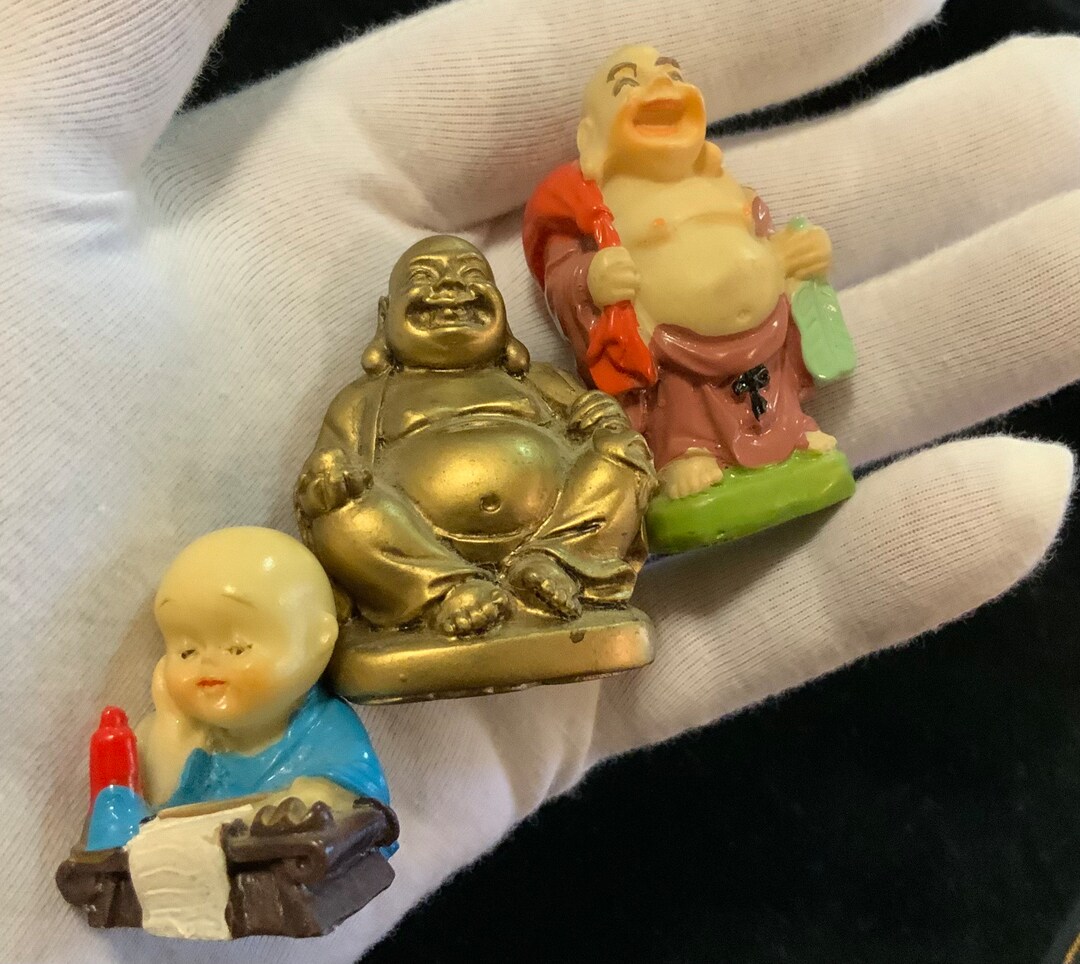 Miniature Buddha Monk/laughing Buddha With Sack & Baby Buddha Monk ...