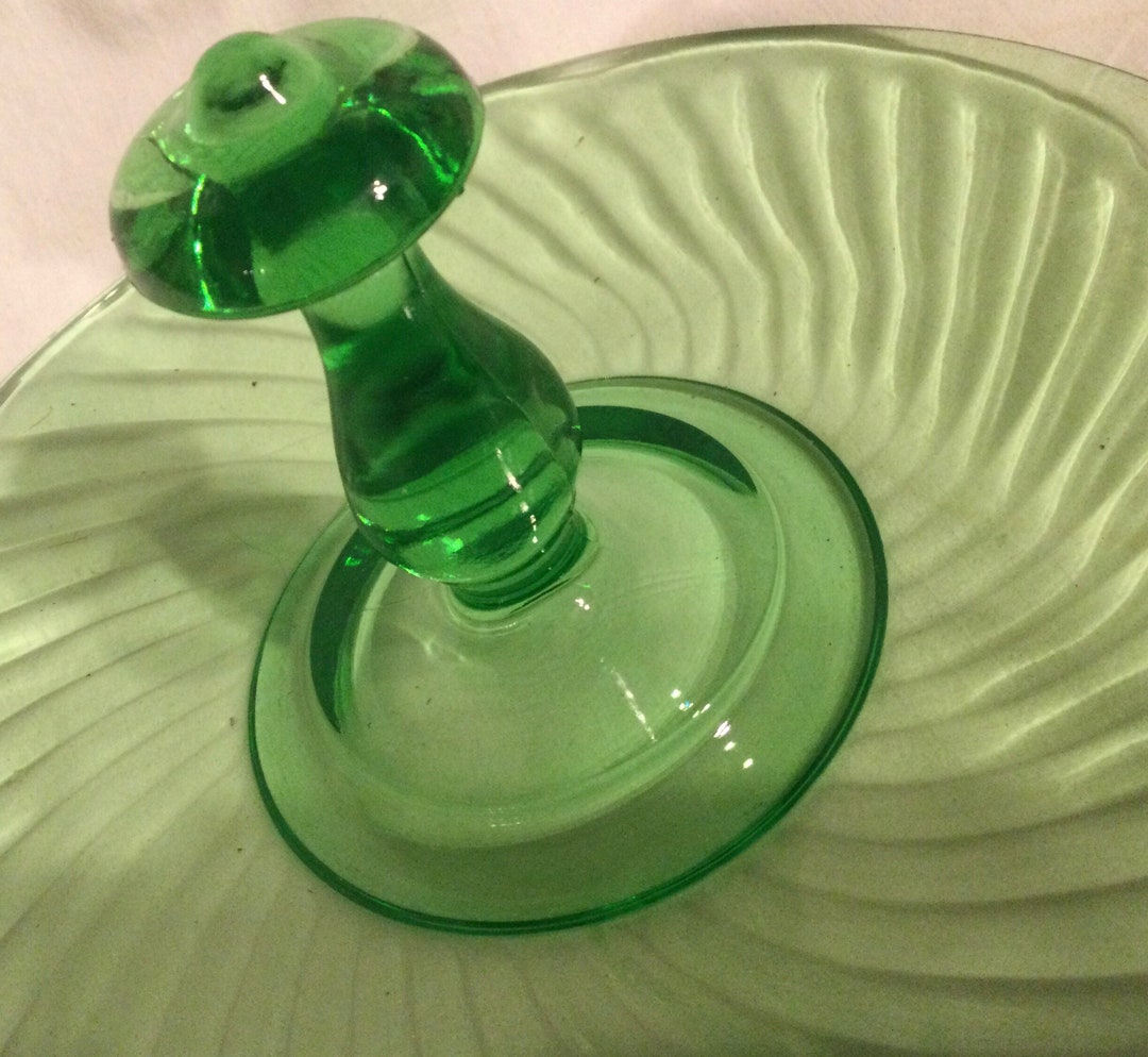 RARE Green Depression Glass Dish/center Handle/dessert Plate-serving ...
