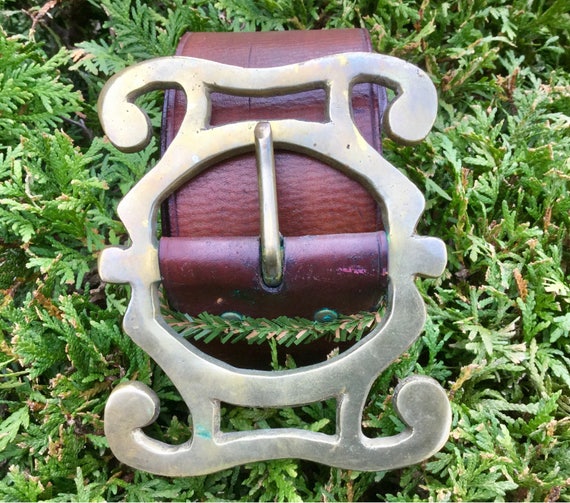 Brass Belt Buckle Leather Belt/Hand-Forged/Handmade A… - Gem