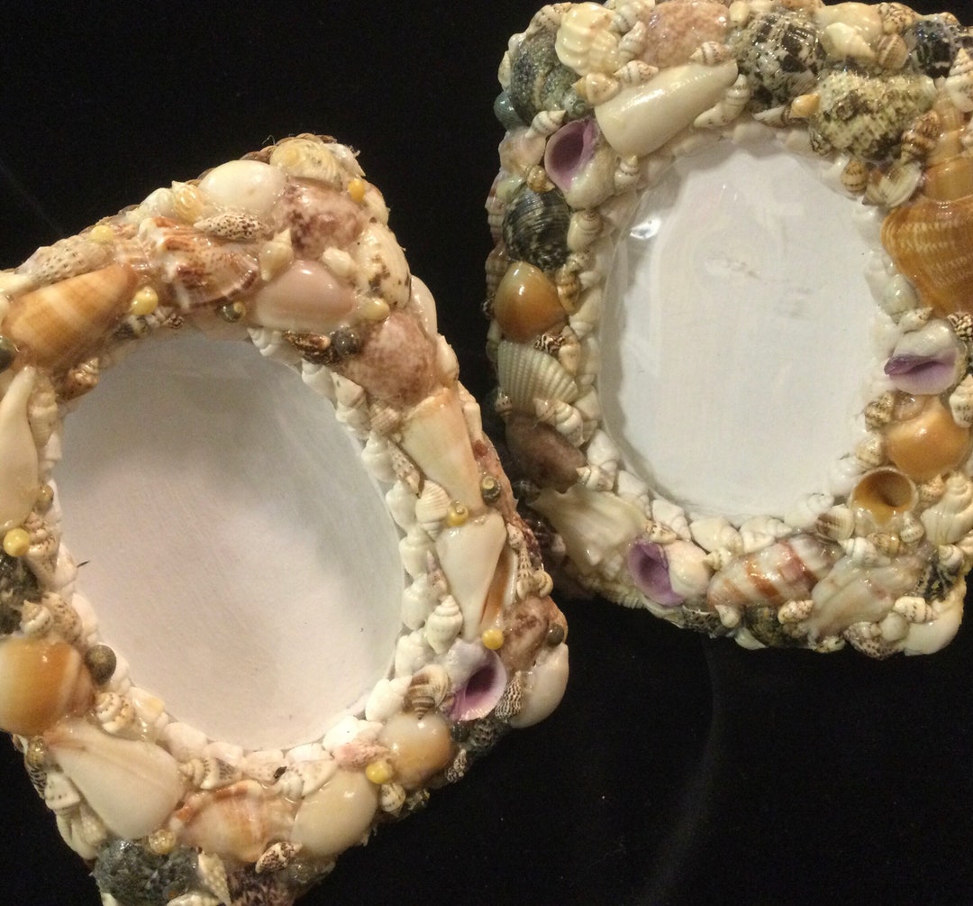 90s Shell Photo Frame/seashell Picture Frame/shell Art/tabletop/easel ...