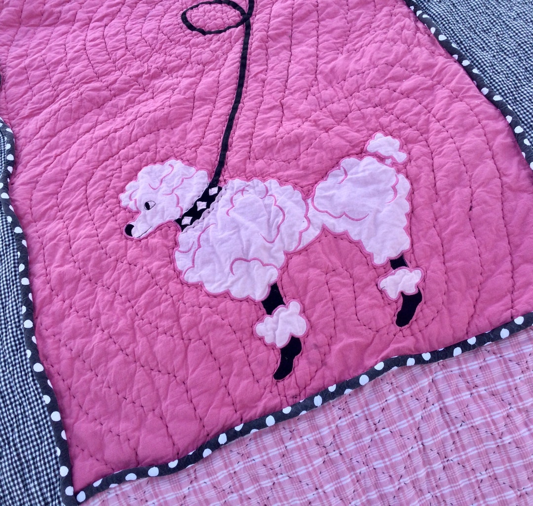 Pink Poodle Quilt-bedspread-coverlet-throw/dog Animal Print/pink ...