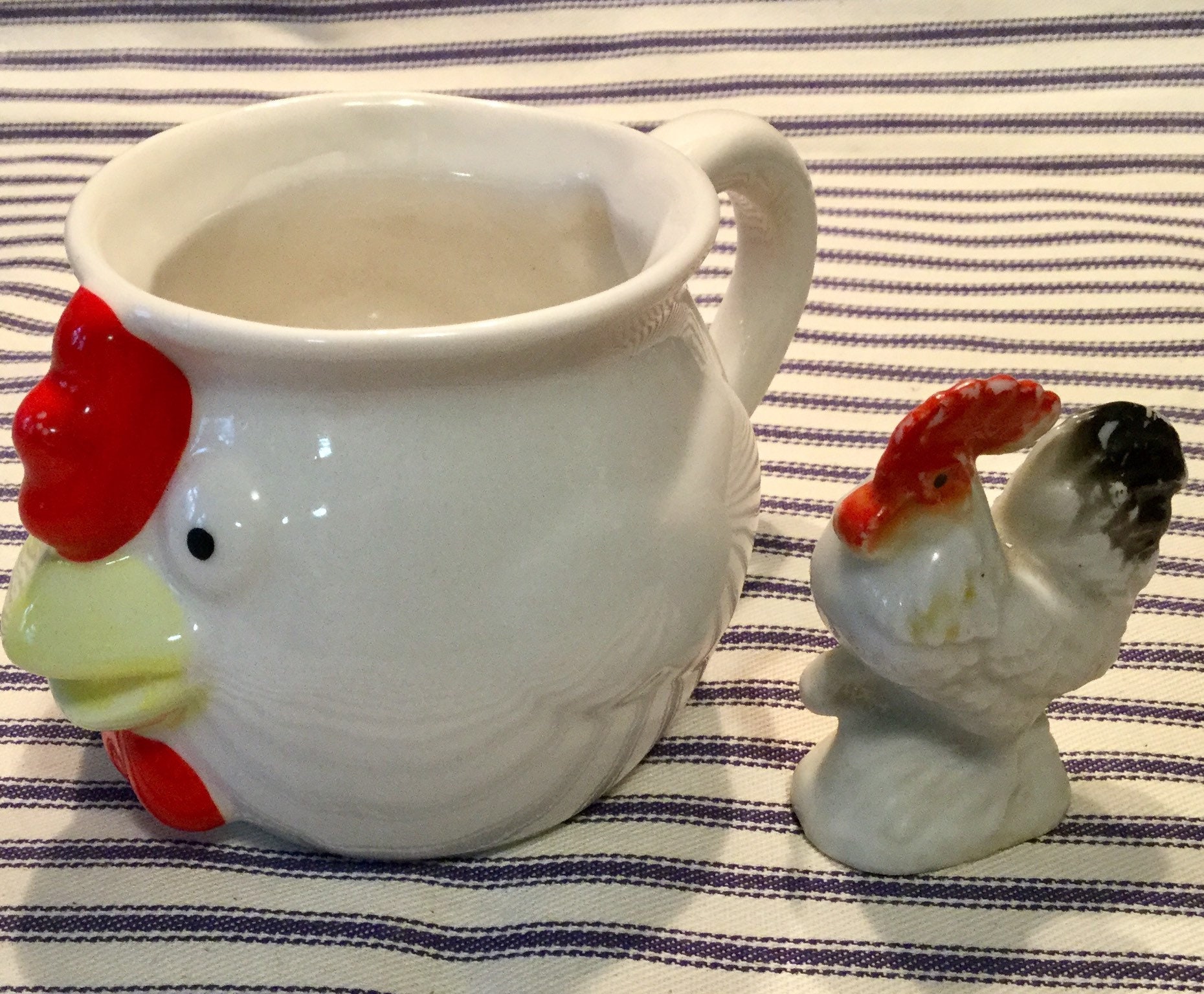 1950s Rooster Creamer Chicken Figurine Pair Miniature Ceramic | Etsy