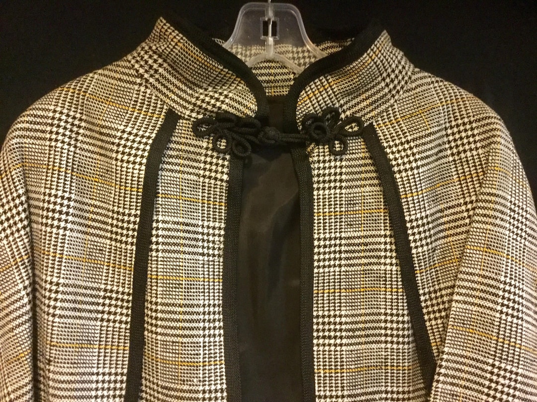 Cape-capelet-raincoat-coat/black Glen-plaid/preppy English-scottish ...