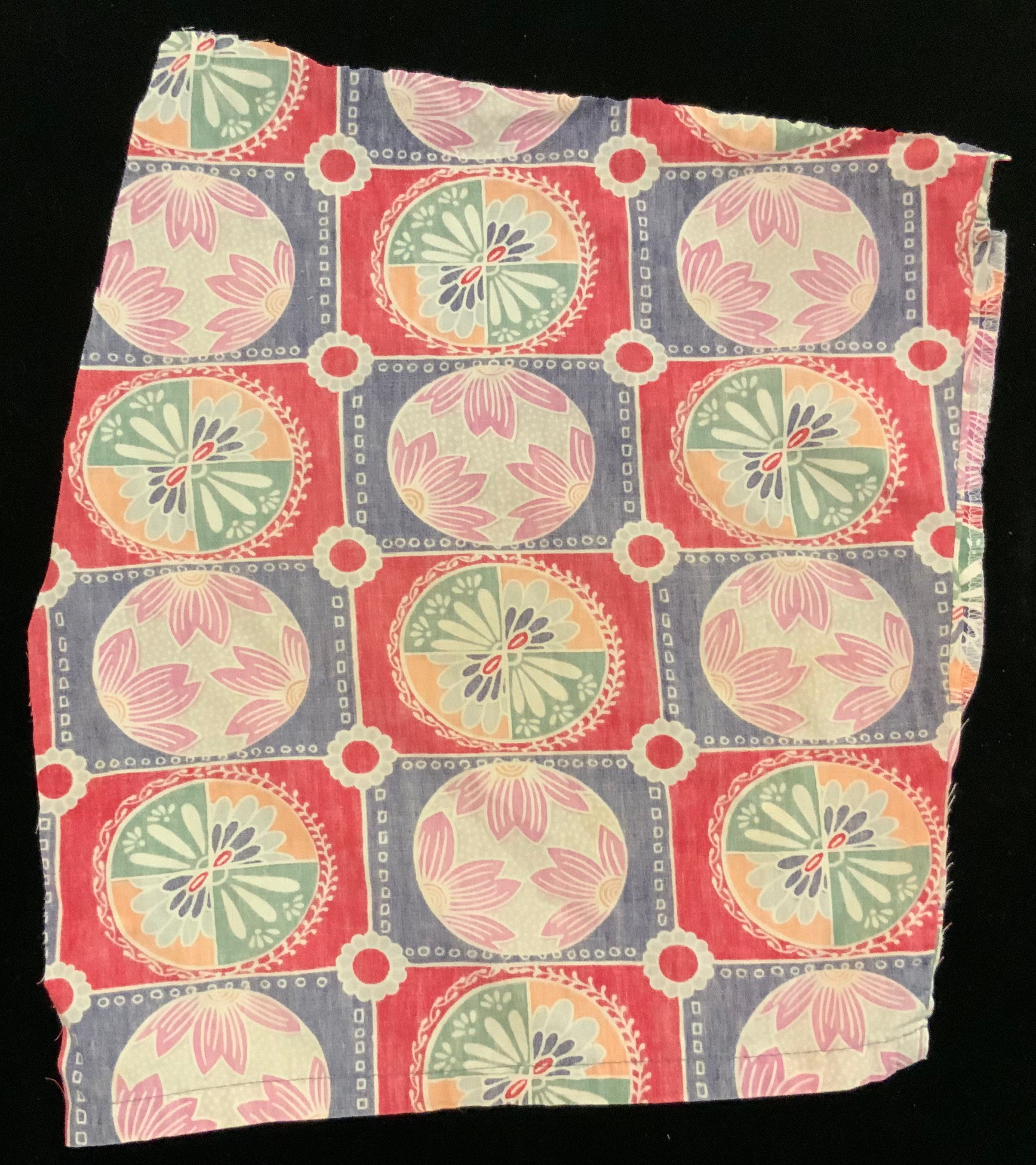 Hawaiian Fabric Swatch Sample/coke Street Honolulu Hawaii/red-blue ...