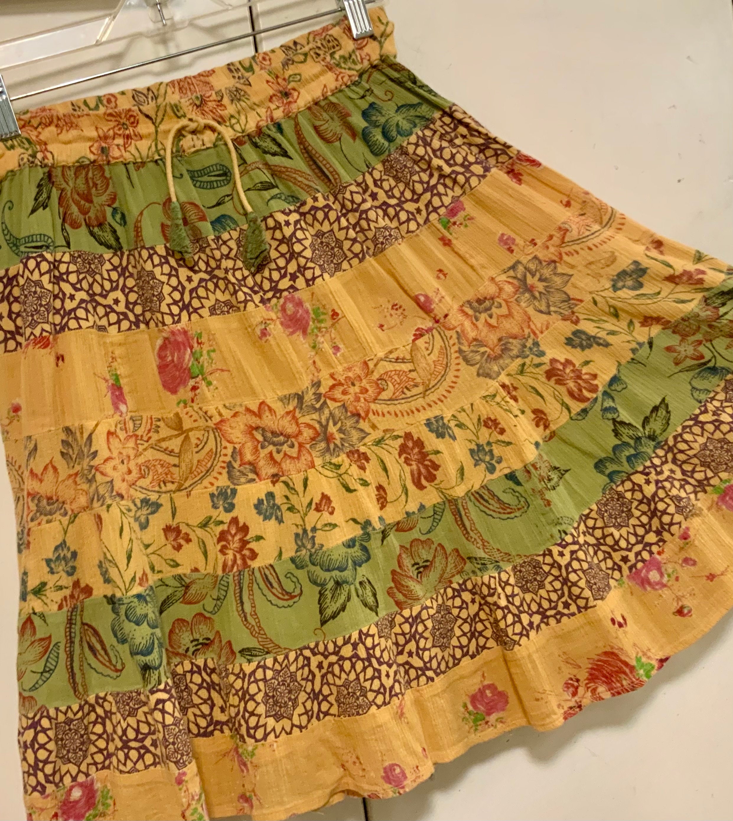French Provence Skirt/floral Print/peasant/patchwork/layered/tiered ...