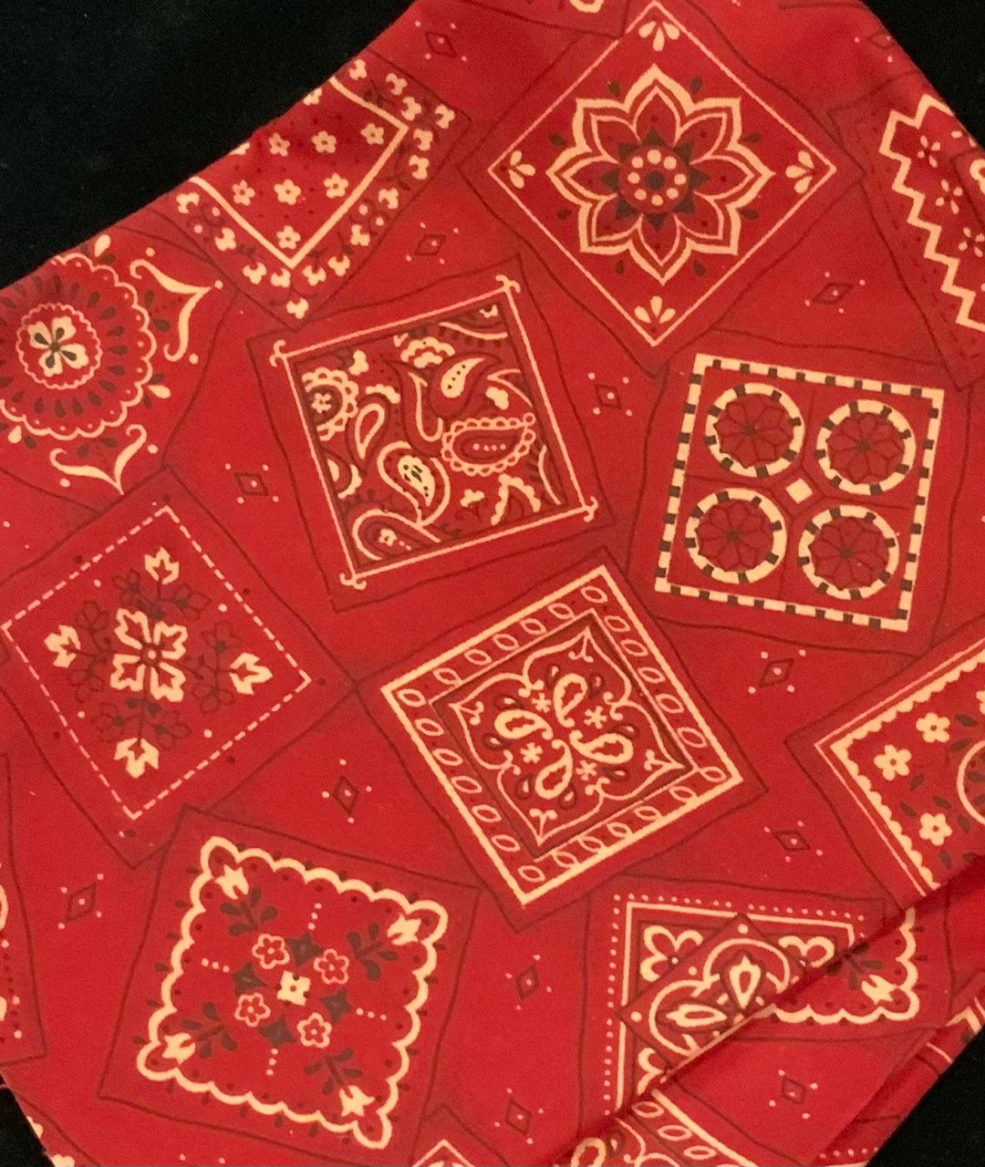 Red Bandana Fabric-material/geometric Print/red & White Cotton/sewing ...