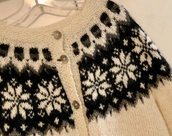 ICELANDIC WOOL SWEATER- Vintage Cardigan David Grains Fair Isle Cozy ...