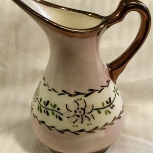 1800s Porcelain Creamer Pitcher/pink Floral Copper Luster-lusterware ...