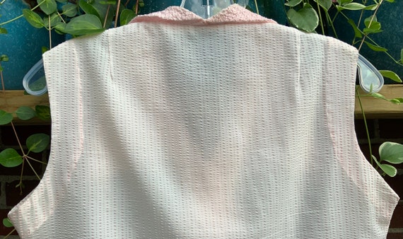 40s Pink Blouse Shirt Top Button Up Seersucker Smocke… Gem