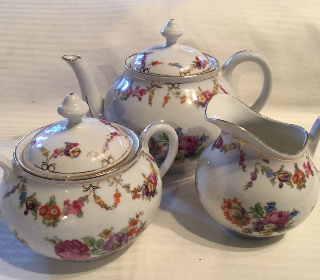 Bavaria Tea Set/teapot-sugar Bowl-creamer/pink Floral Ceramic China ...