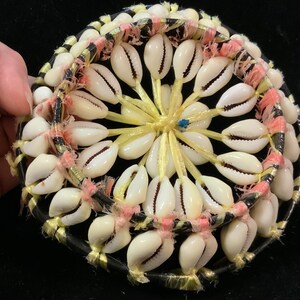 Shell Dish-bowl-trinket Dish-ring Dish/woven Seashells & Raffia/cowry ...