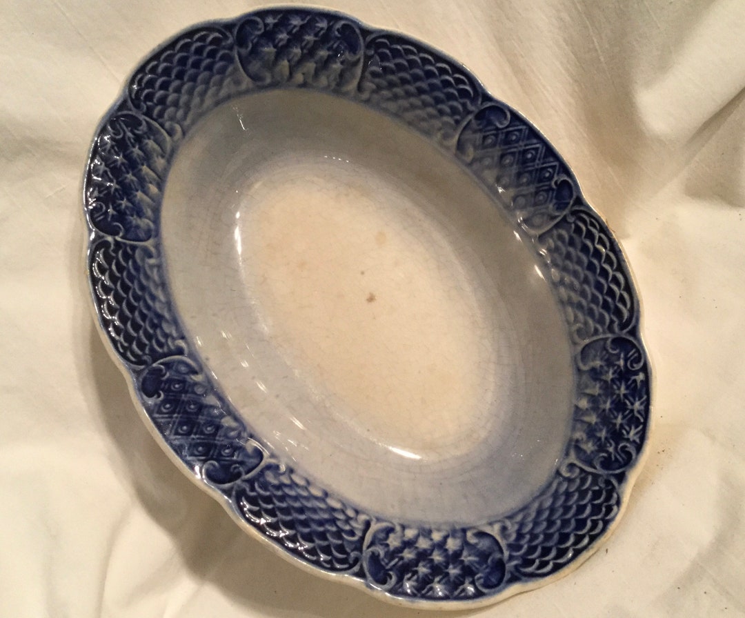 Flow Blue Vegetable Bowl-serving Bowl/blue & White Ceramic - Etsy