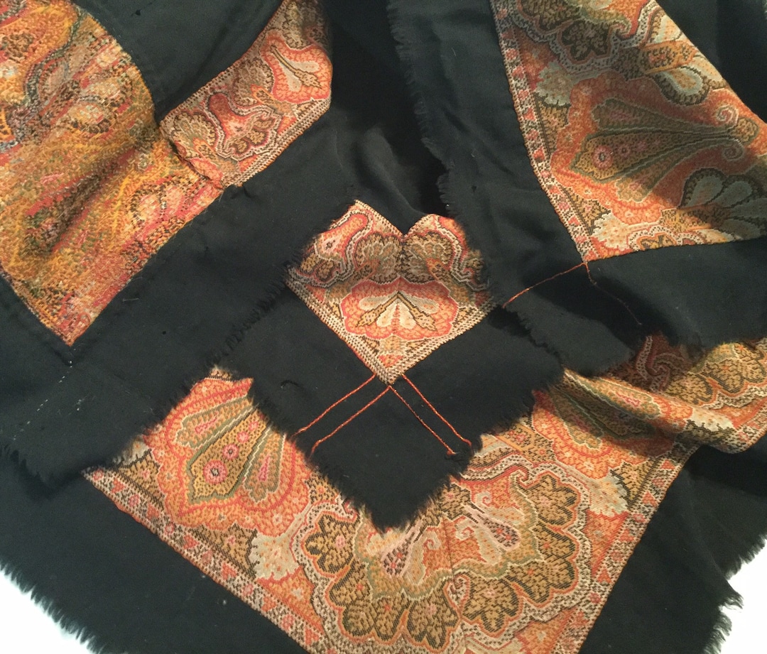 1800s Kashmir Paisley Shawl/red India Woven Wool Jacquard Textile ...