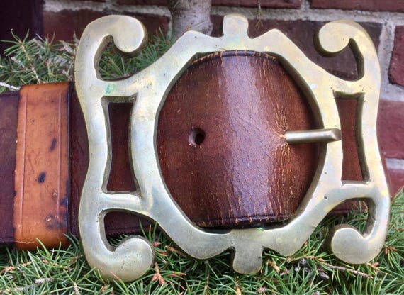Brass Belt Buckle Leather Belt/Hand-Forged/Handmade A… - Gem