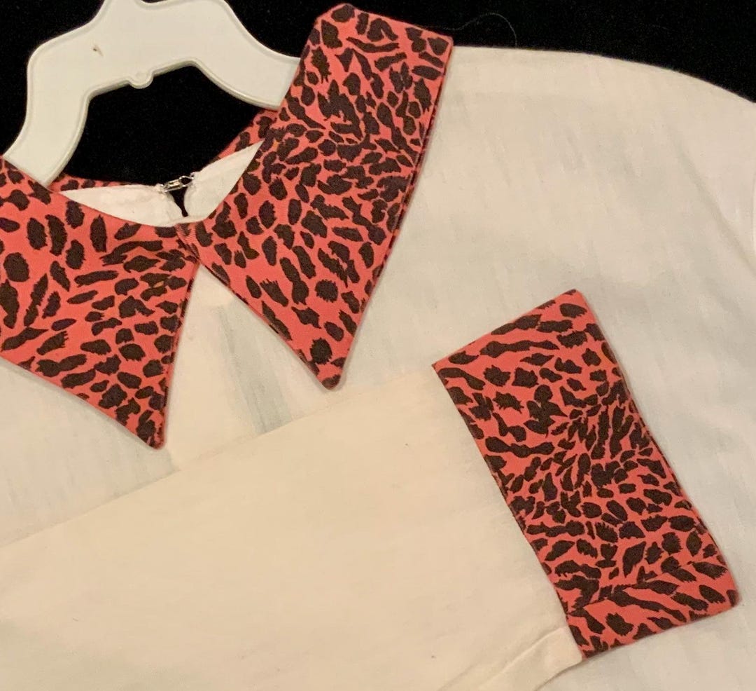 Leopard Blouse-shirt-top/animal Print/hand-sewn/off-white/pullover ...