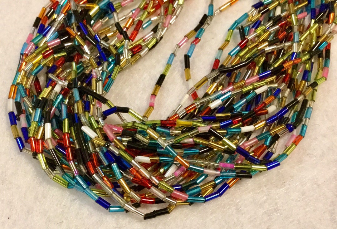 Glass Bead Torsade Choker Necklace/multi 30 Strand/ab Aurora Borealis ...
