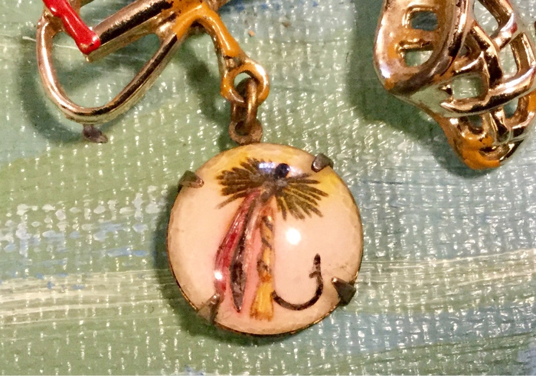 Fisherman Angler Pin-brooch/fishing Rod Hook/bubble Glass/fish Lure ...