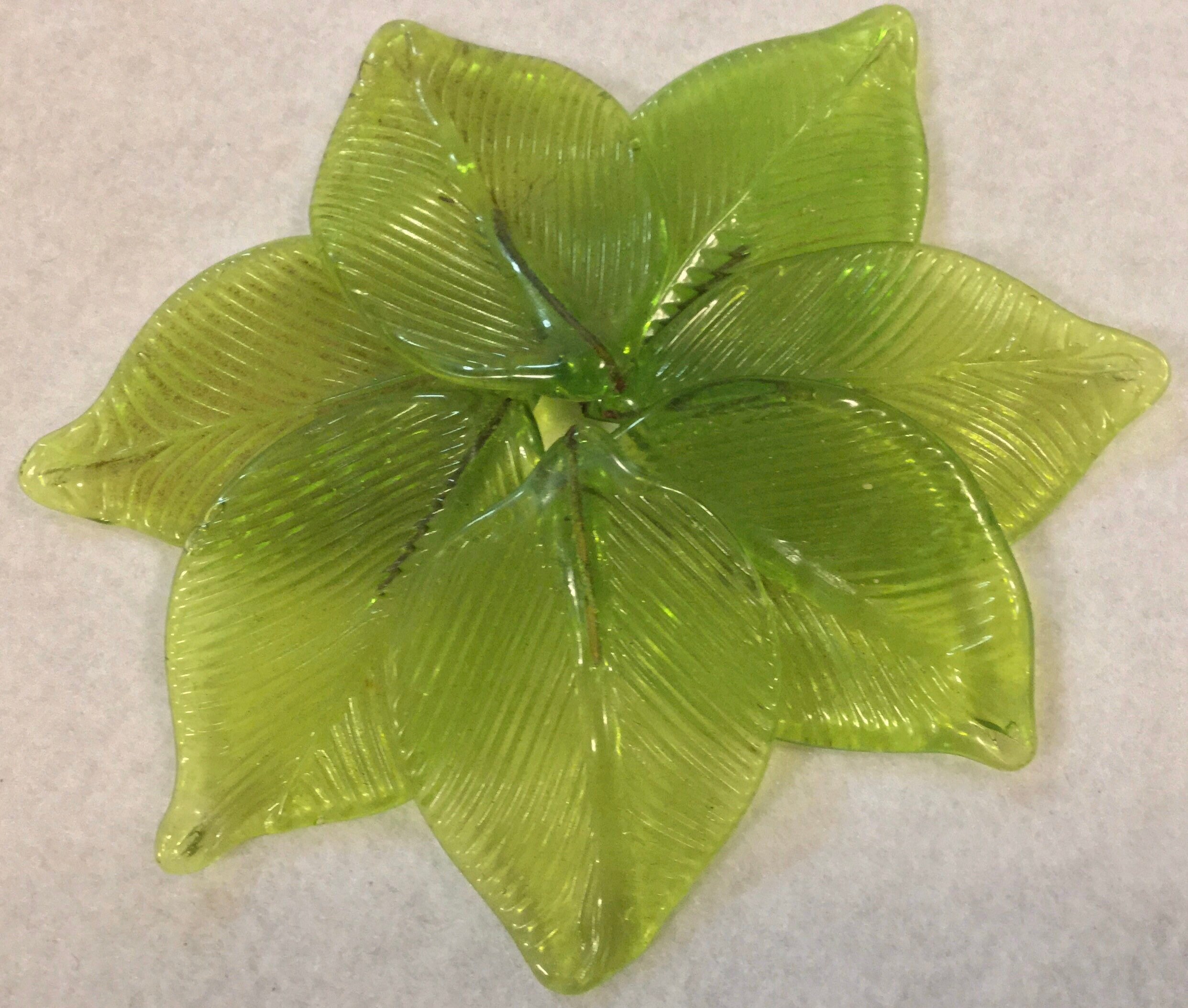 Blown Glass Leaf 7 Piece Floral Leaves Green Pressed Handmade | Etsy