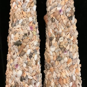 Shell Art Obelisk Tower Pair/seashell Encrusted/nautical Coastal Beach ...