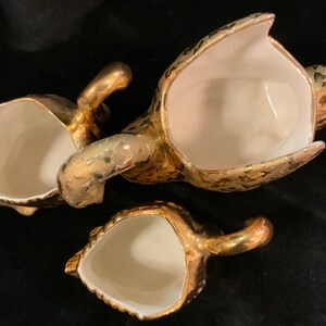 Gold Ceramic Swan Set/weeping Bright Gold/small Swan 5.75wx3.5h/large ...