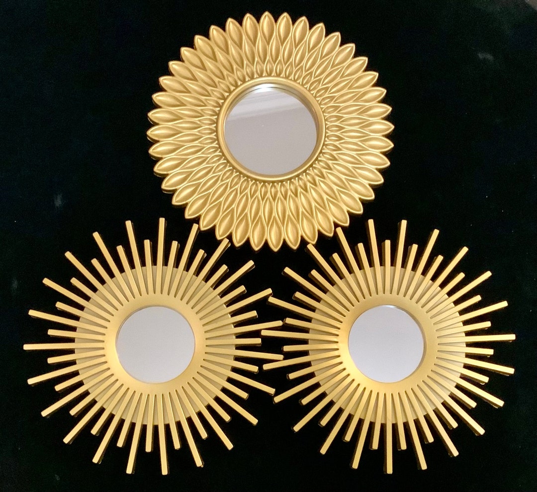 Syroco? Wall Mirror Set/gold Atomic Starburst Plastic Wall Decor/small ...