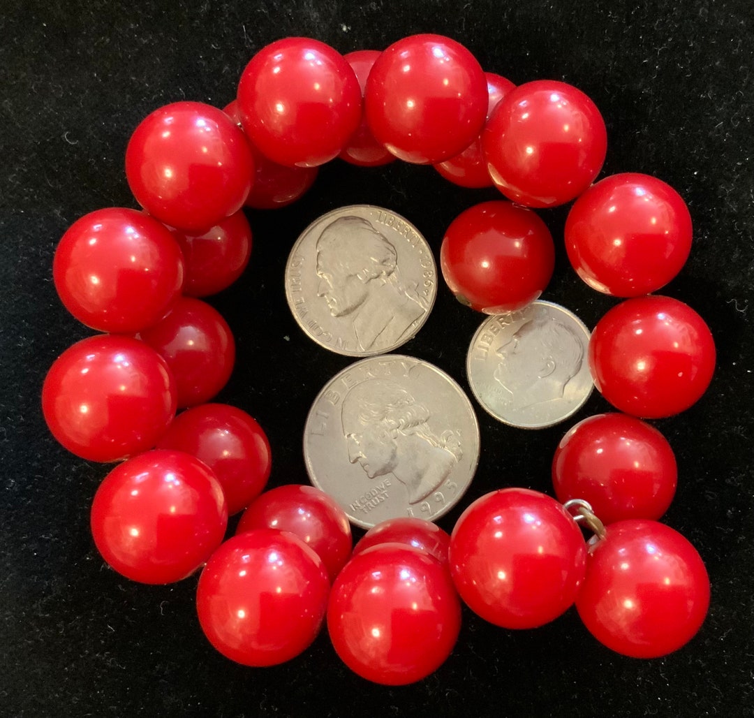 Red Bakelite Bracelet/beaded Memory Wire-wrap-coil-bangle-cuff ...