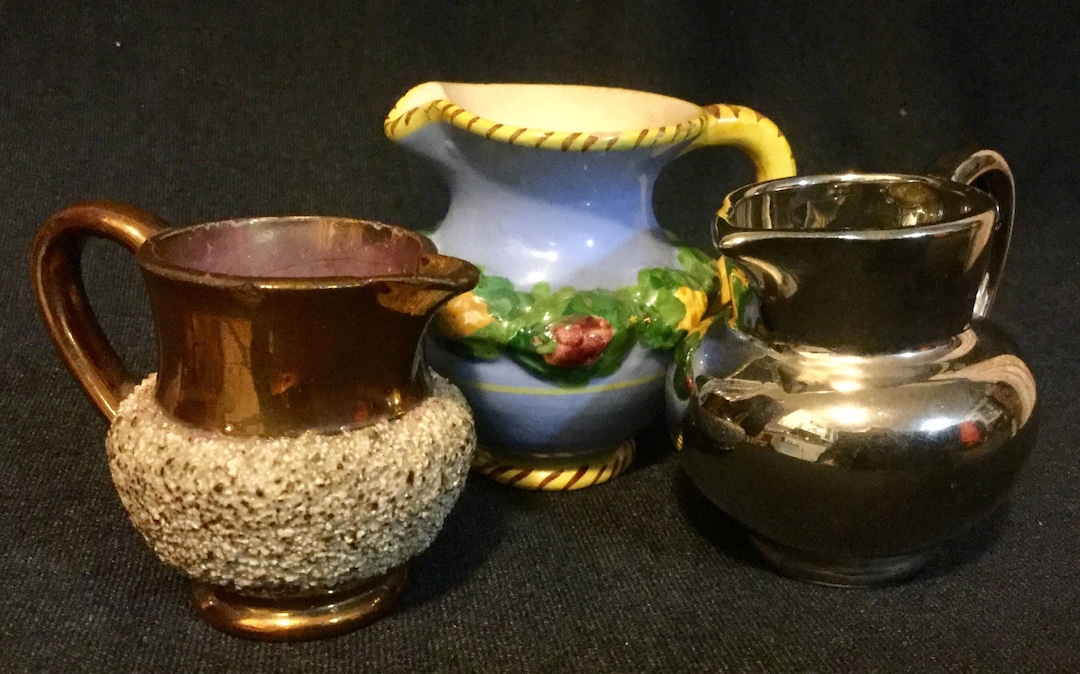 Mini Ceramic Pitcher Set/copper Lustersilver - Etsy
