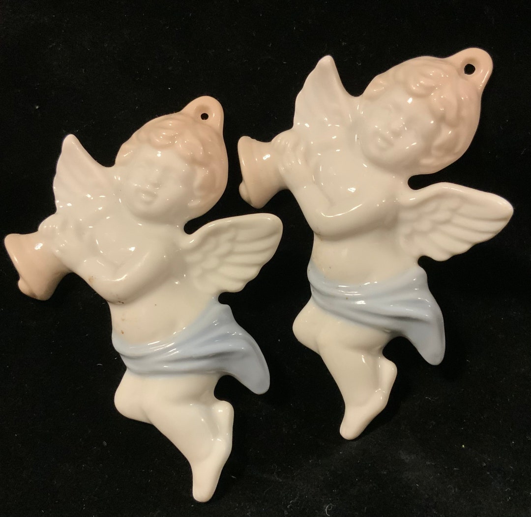 Angel Christmas Ornament/musical/winged/porcelain Ceramic China/blue ...